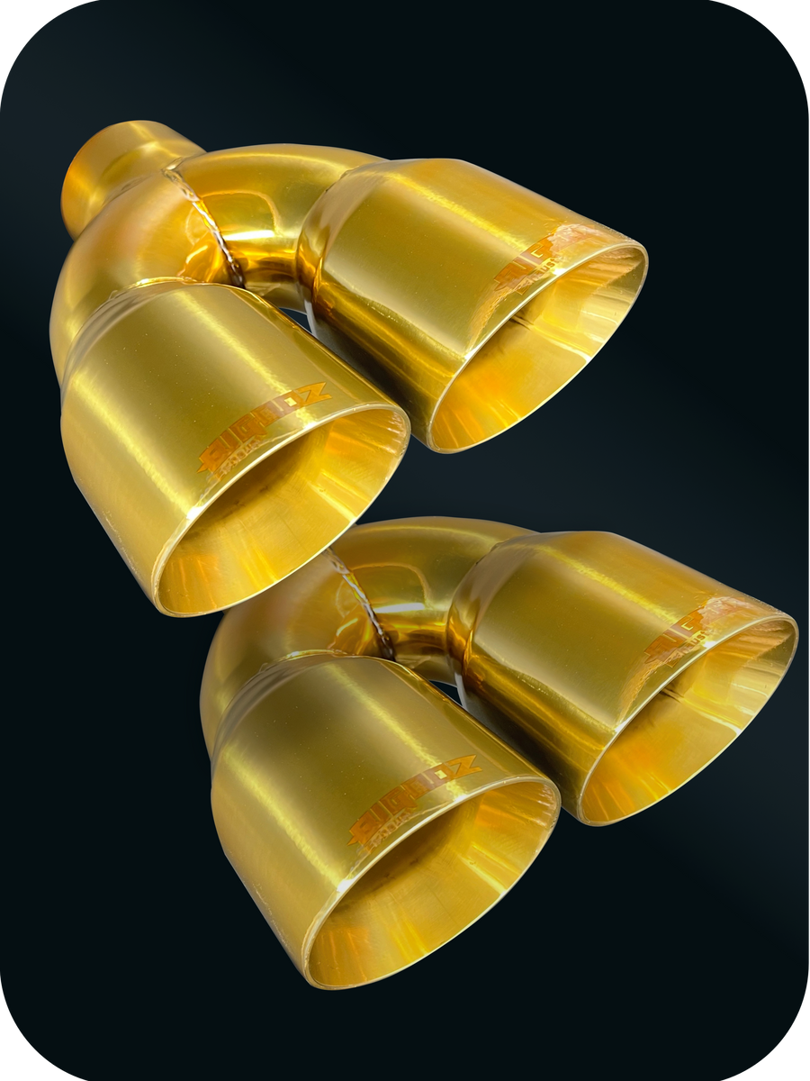 DODGE CHALLENGER 4" OUTLET QUAD TIPS SET GOLD – Bigboz Exhaust