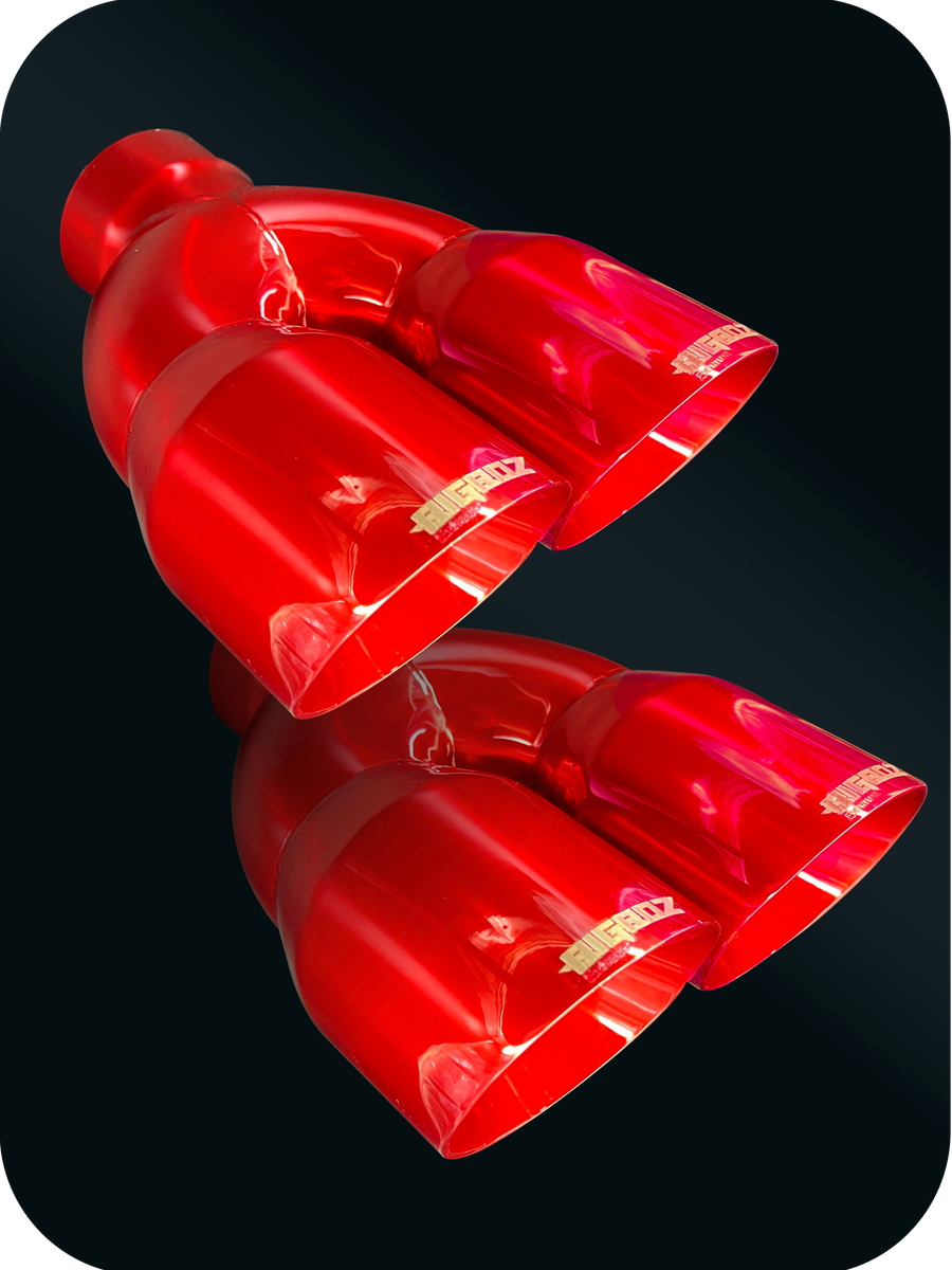 DODGE CHALLENGER 4" OUTLET QUAD TIPS SET CANDY RED – Bigboz Exhaust