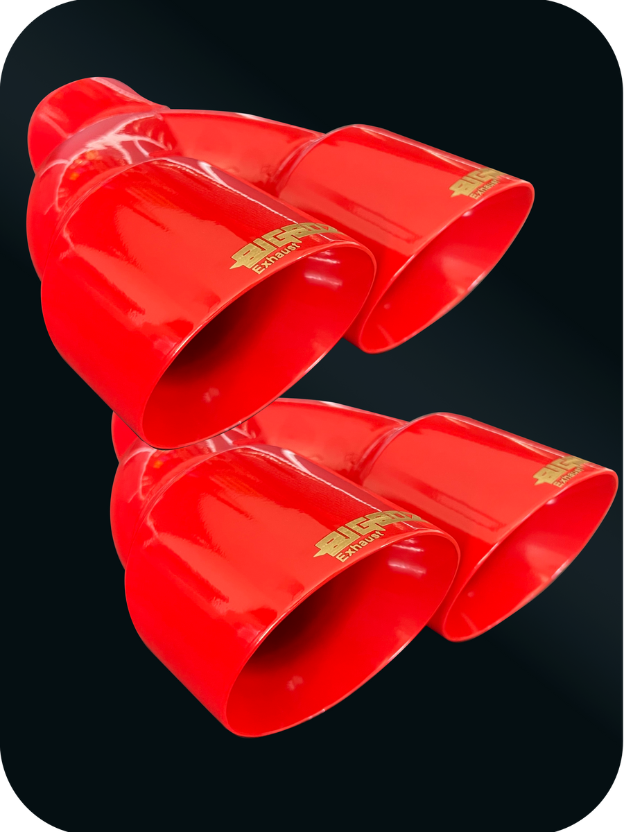 DODGE CHALLENGER 4" OUTLET QUAD TIPS SET TORRED – Bigboz Exhaust