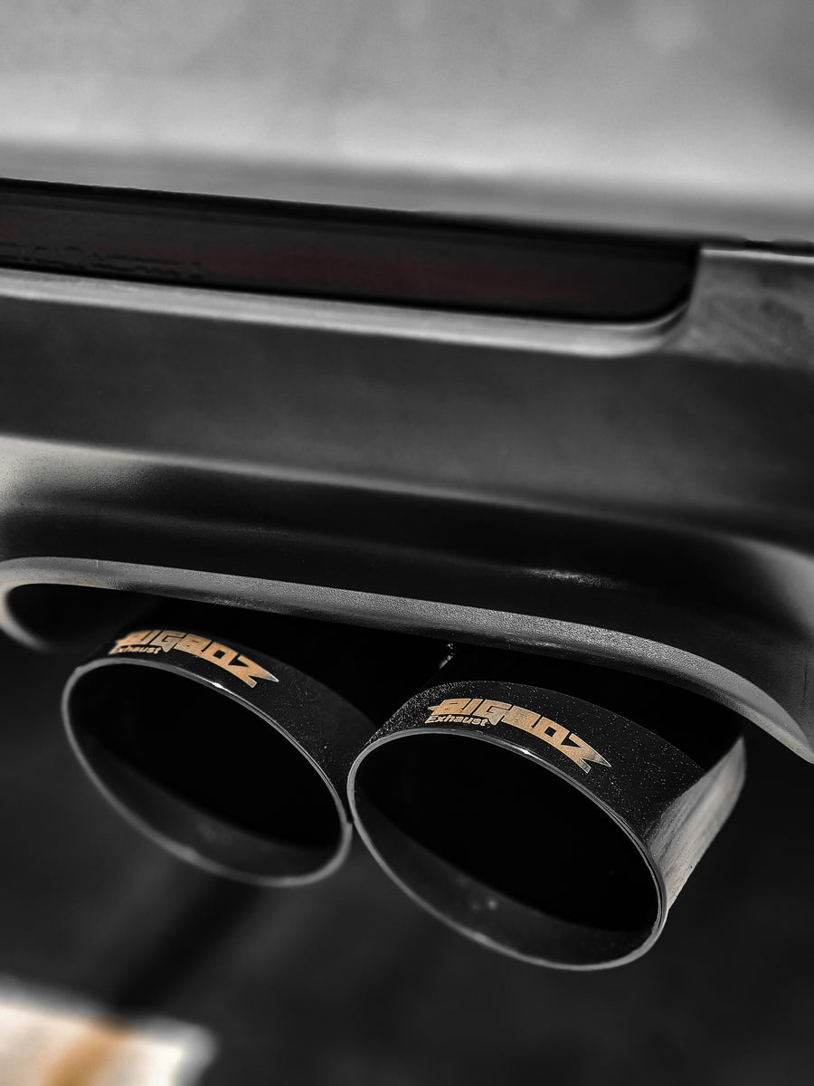 DODGE CHALLENGER 4" OUTLET QUAD TIPS SET FLAT BLACK – Bigboz Exhaust